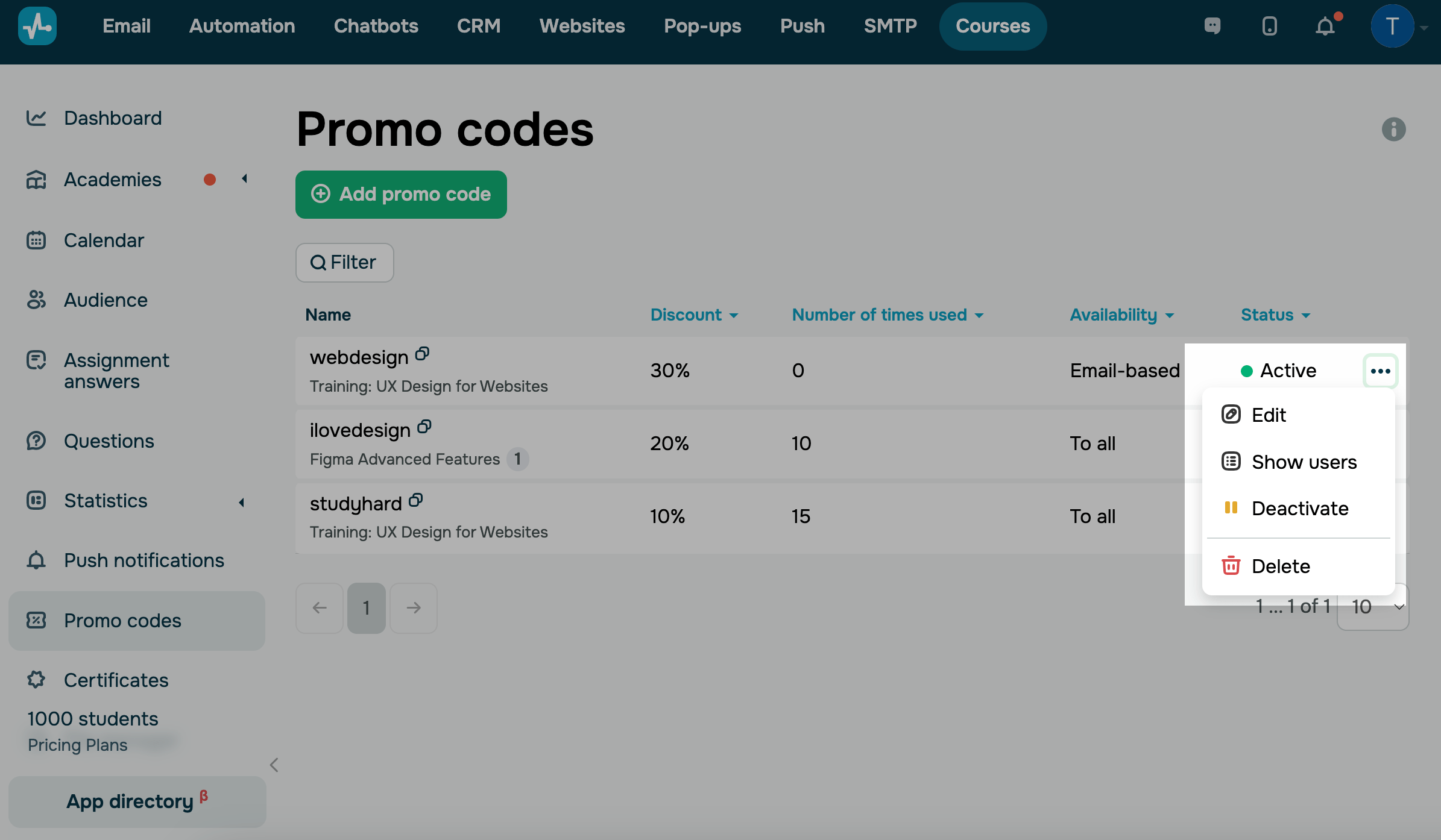Как работать с промокодами | SendPulse UA